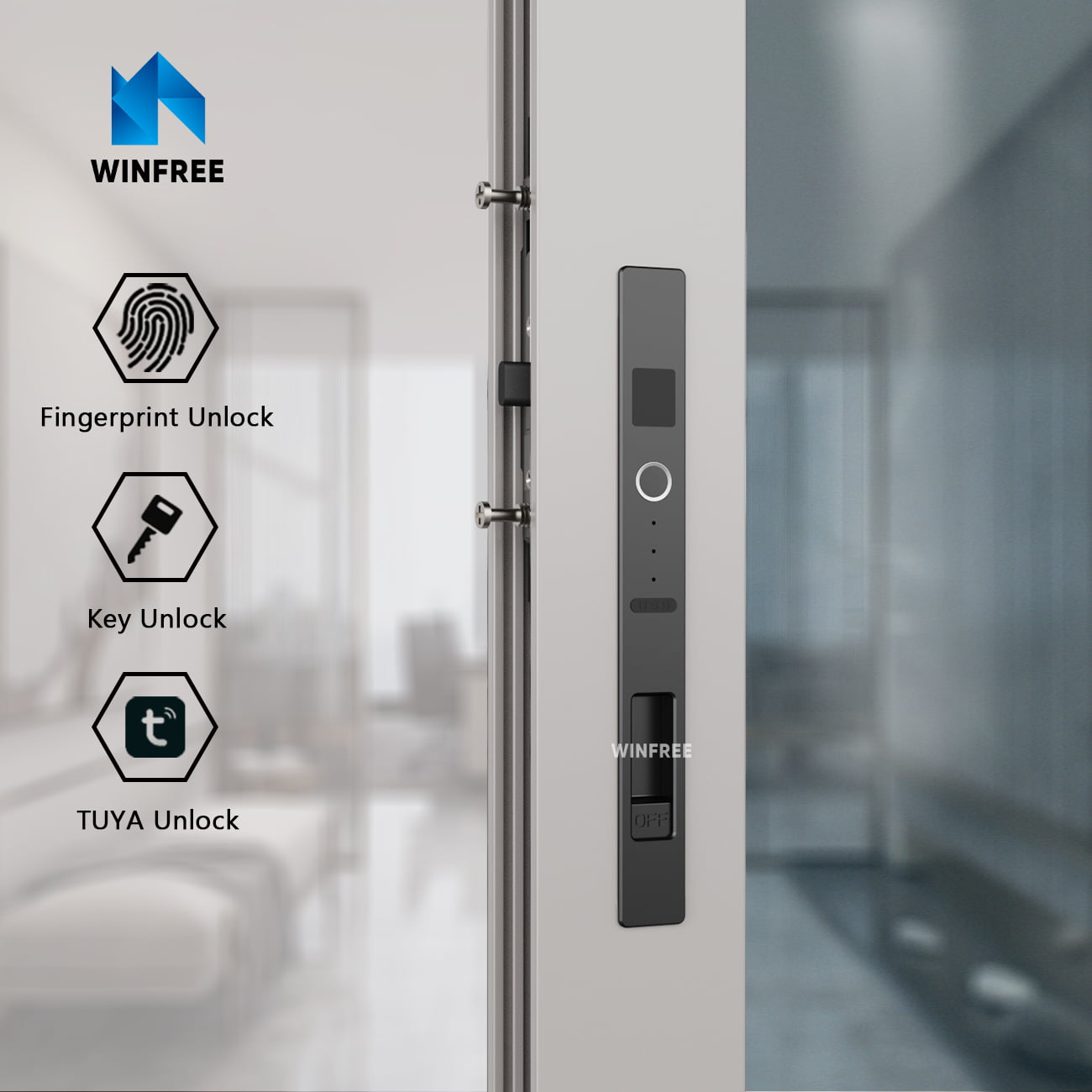 Smart Tuya Bluetooth Aluminium Frame Sliding Window Lock - WINFREE